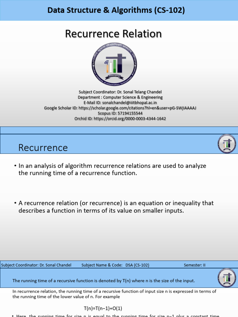 L-3recurrence Relation (Autosaved) | PDF | Recurrence Relation | Theoretical Computer Science