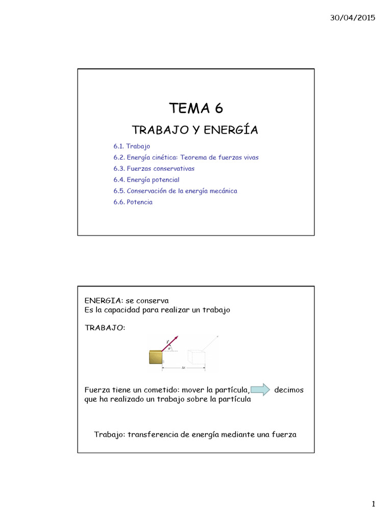 Fisica Tema 6 | PDF | Energía potencial | Fricción
