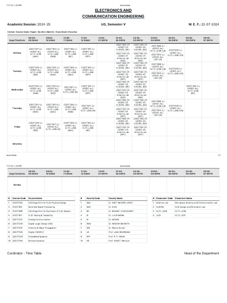 Time_Table | PDF | Electronic Circuits | Electronic Engineering