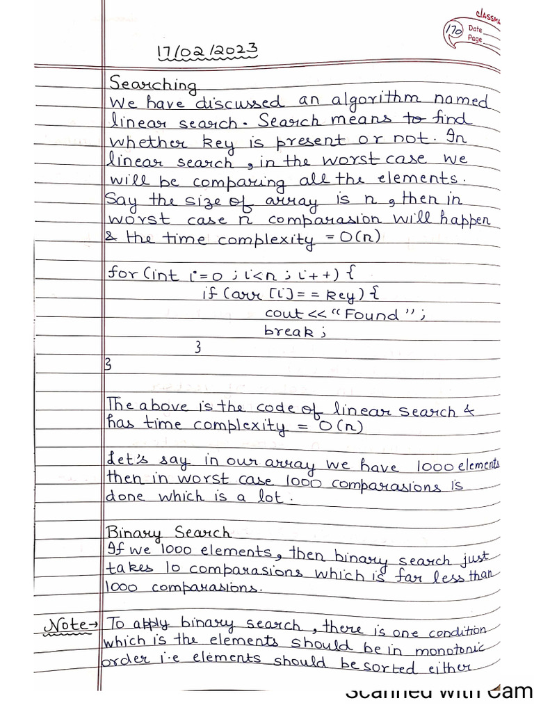 Searching_and_Sorting_ClassI_Notes | PDF Searching_and_Sorting_ClassI_Notes | PDF