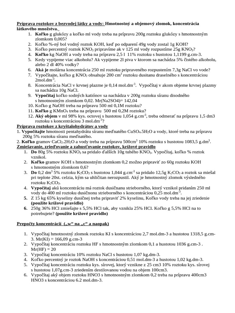 Roztoky Príklady | PDF