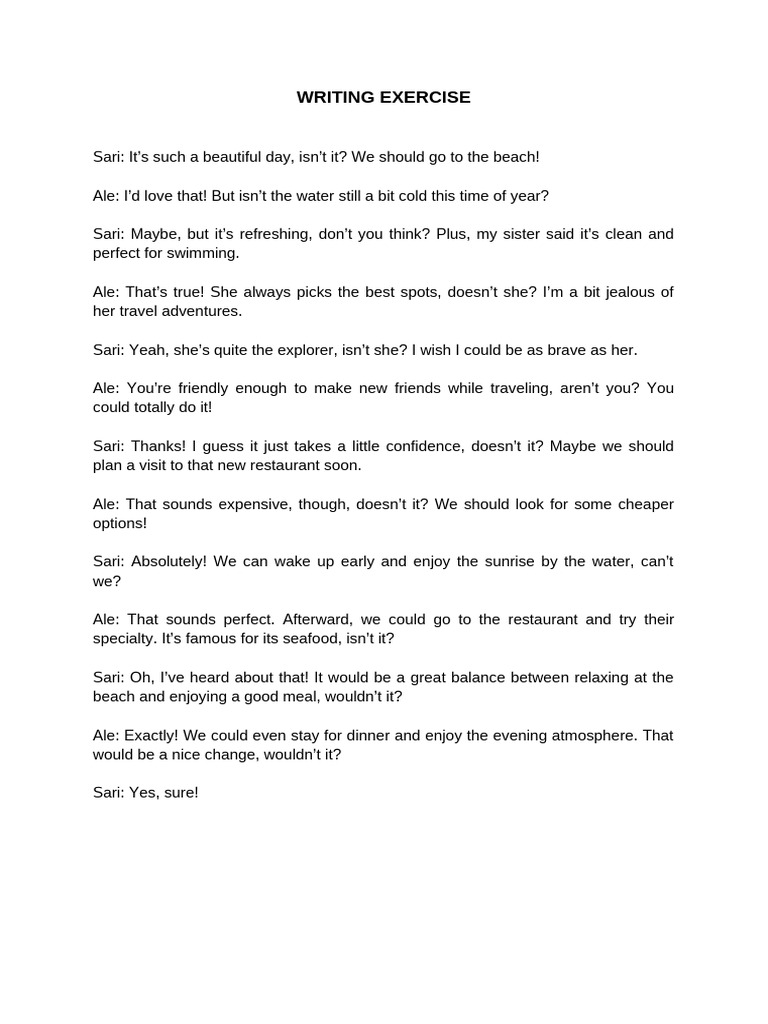 Writing Exercise | PDF