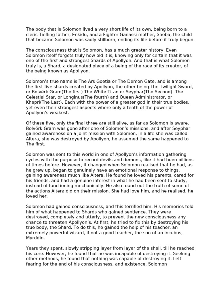 The Body That Is Solomon Lived A Very Short Life of Its Own | PDF ...