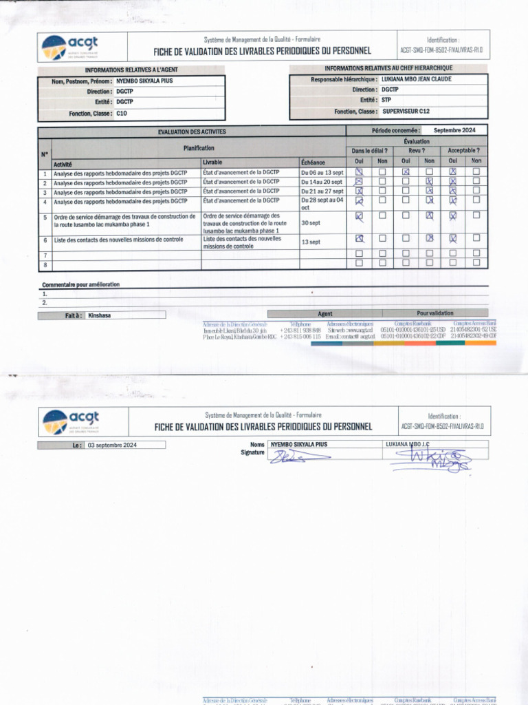 Fiche de Validation Delivrable Sept | PDF
