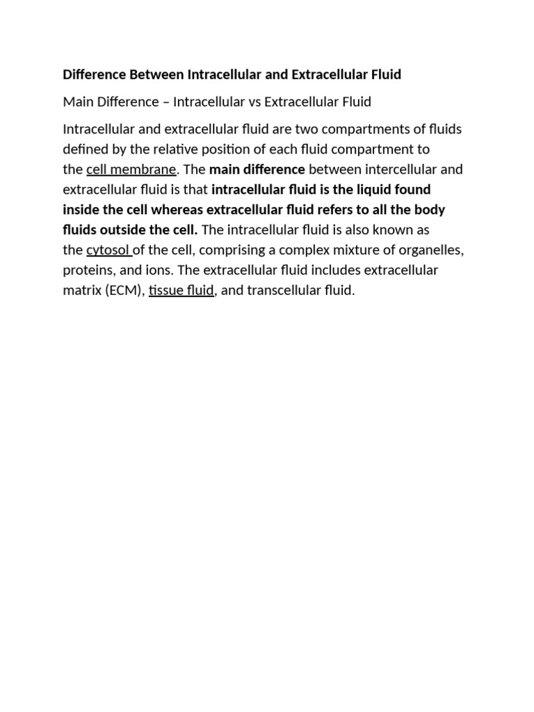Intracellular and Extracellular Fluid | PDF | Cytosol | Morphology ...