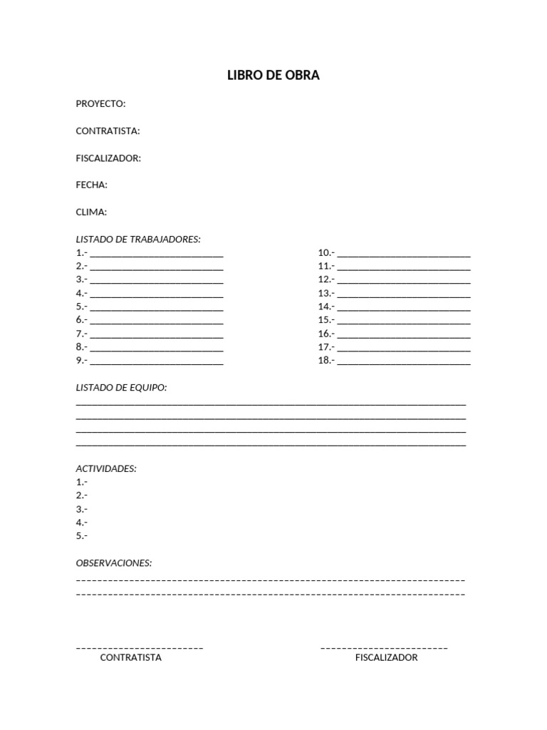 Formato Libro de Obra - ACC | PDF | Informática