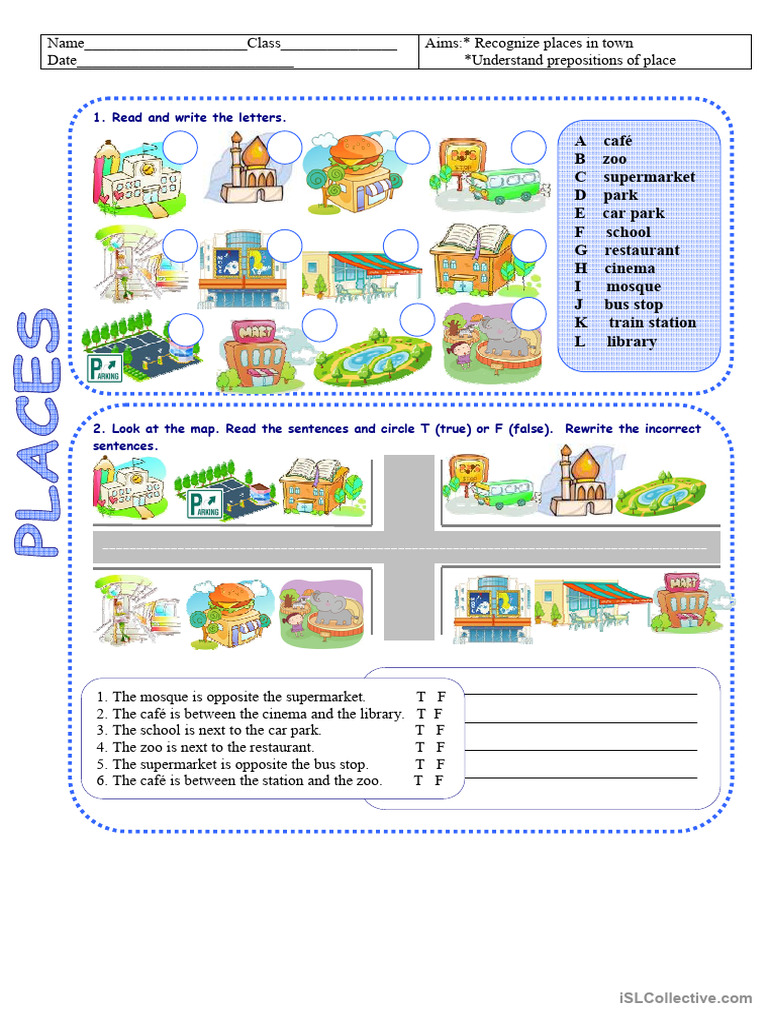 Places in Town Directions | PDF