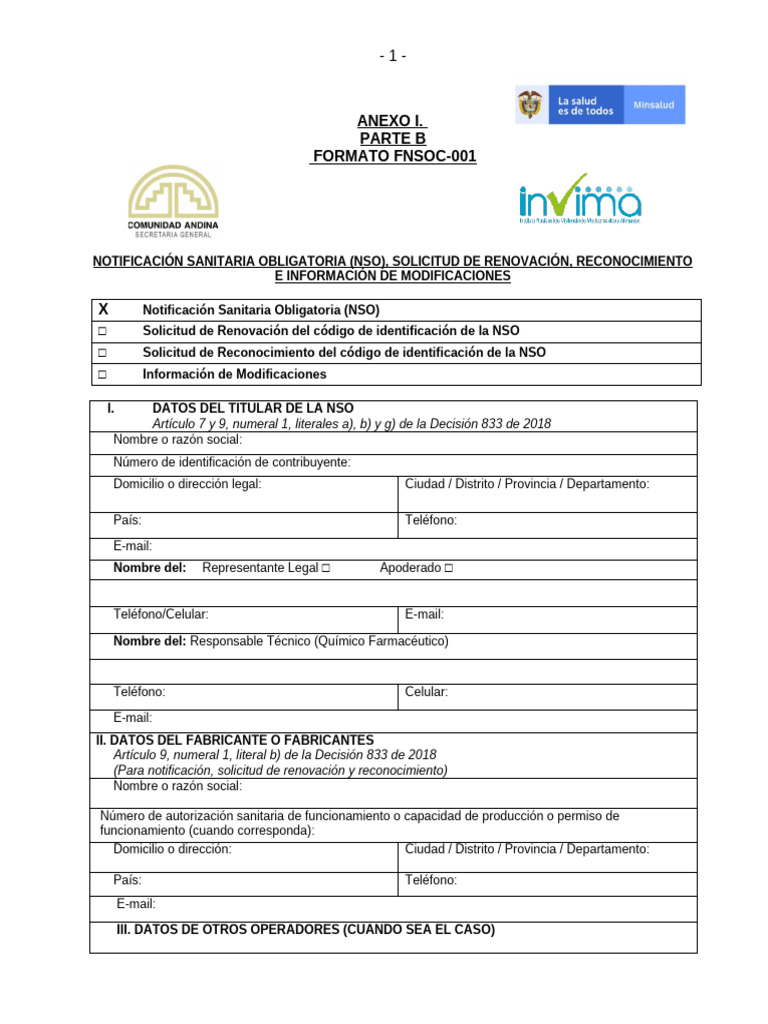 Formatos Solicitud Nso Nueva Cosmeticos 833 | PDF | Derecho