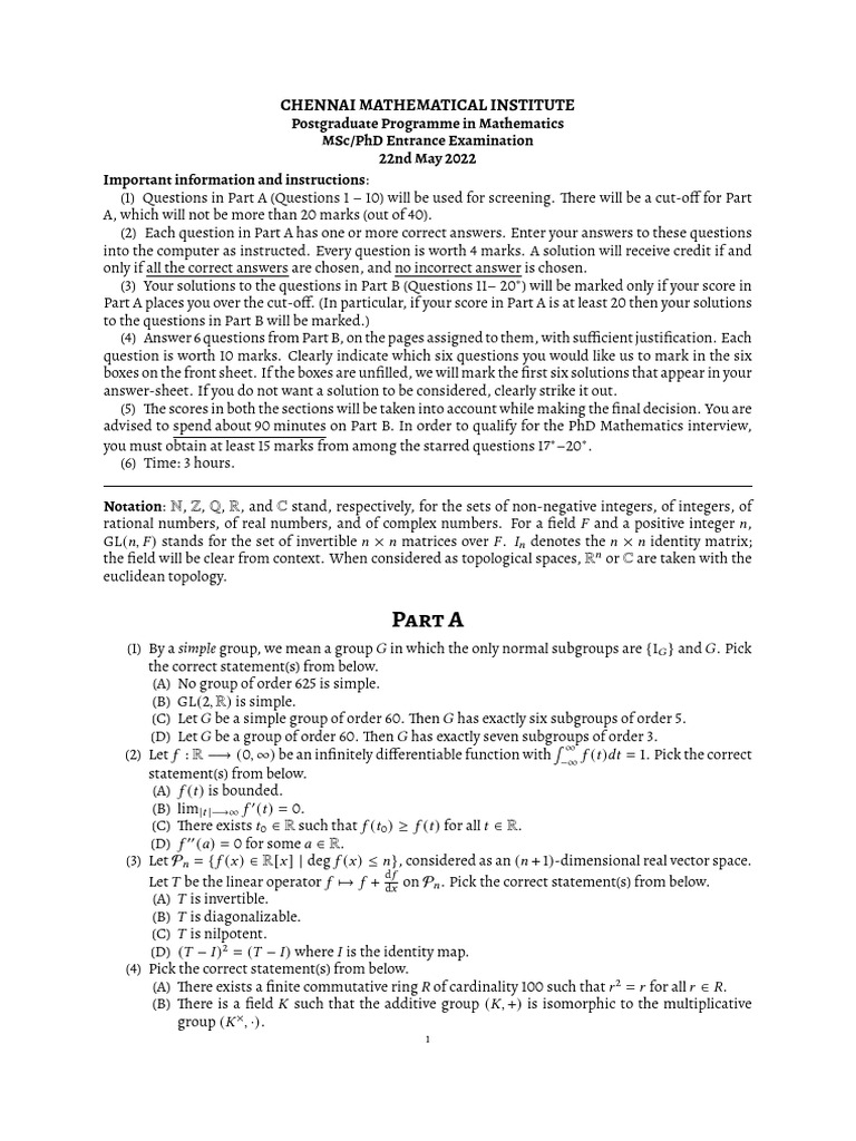 Pgmath 2022 | PDF | Ring (Mathematics) | Group (Mathematics)