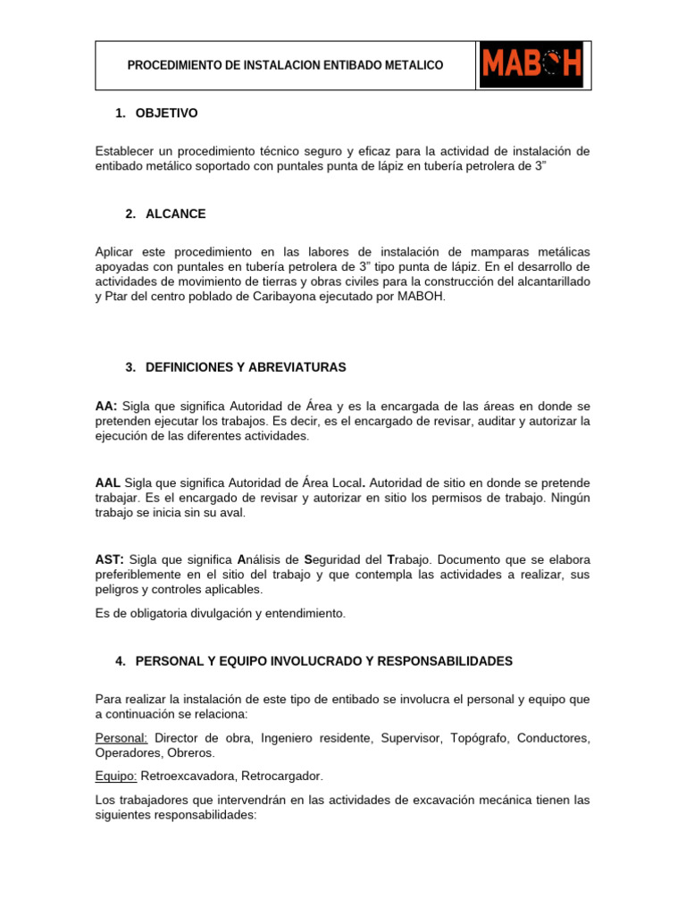 PR-OBR-02 V01 Proced. Entibado | PDF | Contaminación | Residuos