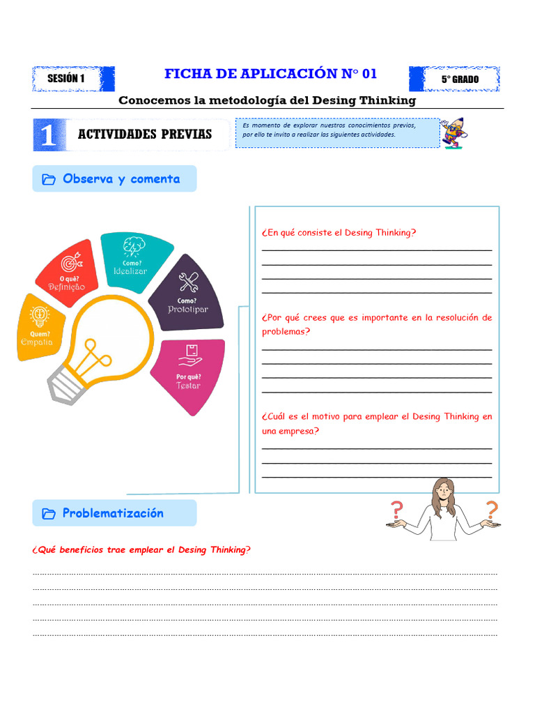 Ficha 1 - Conocemos La Metodología Del Desing Thinking - Ept-5to | PDF | El pensamiento de ...