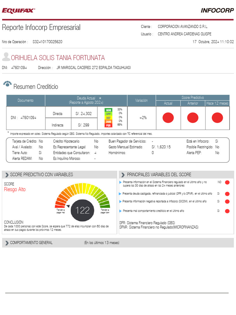 Reporte Equifax | PDF | Sector privado | Finanzas personales