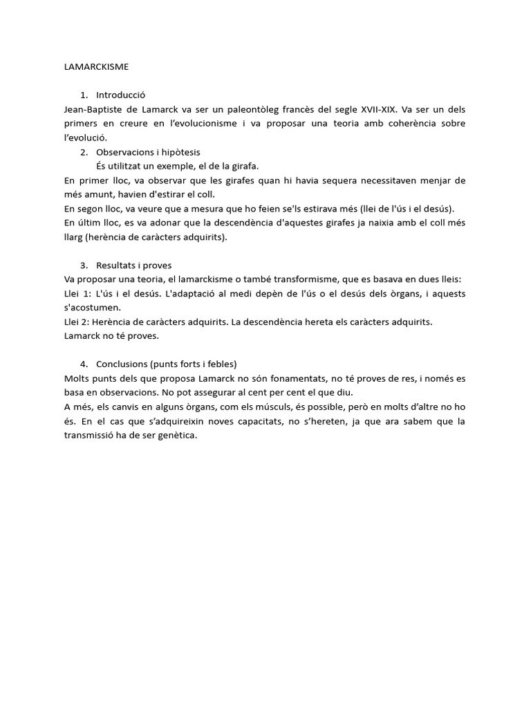 LAMARCKISME | PDF