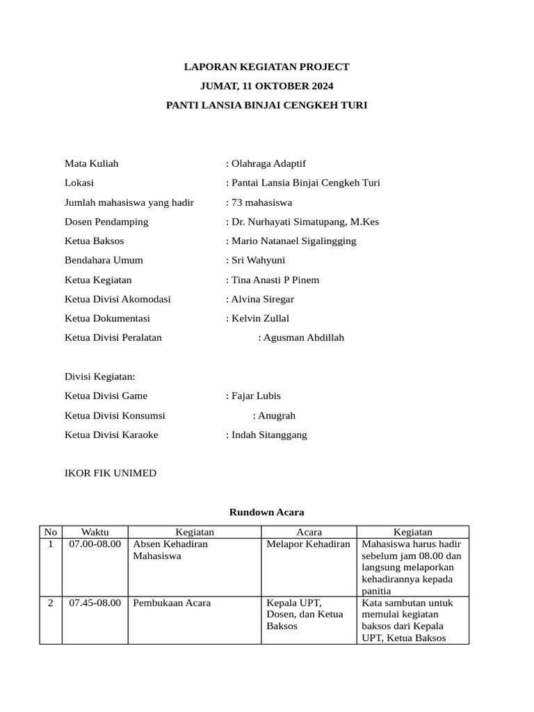 Laporan Kegiatan Project | PDF