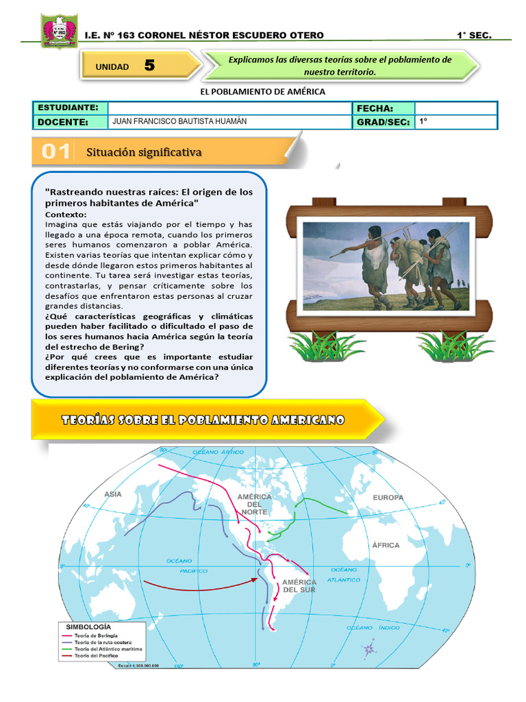 Ficha Práctica El Poblamiento de América | PDF | Cazador recolector ...