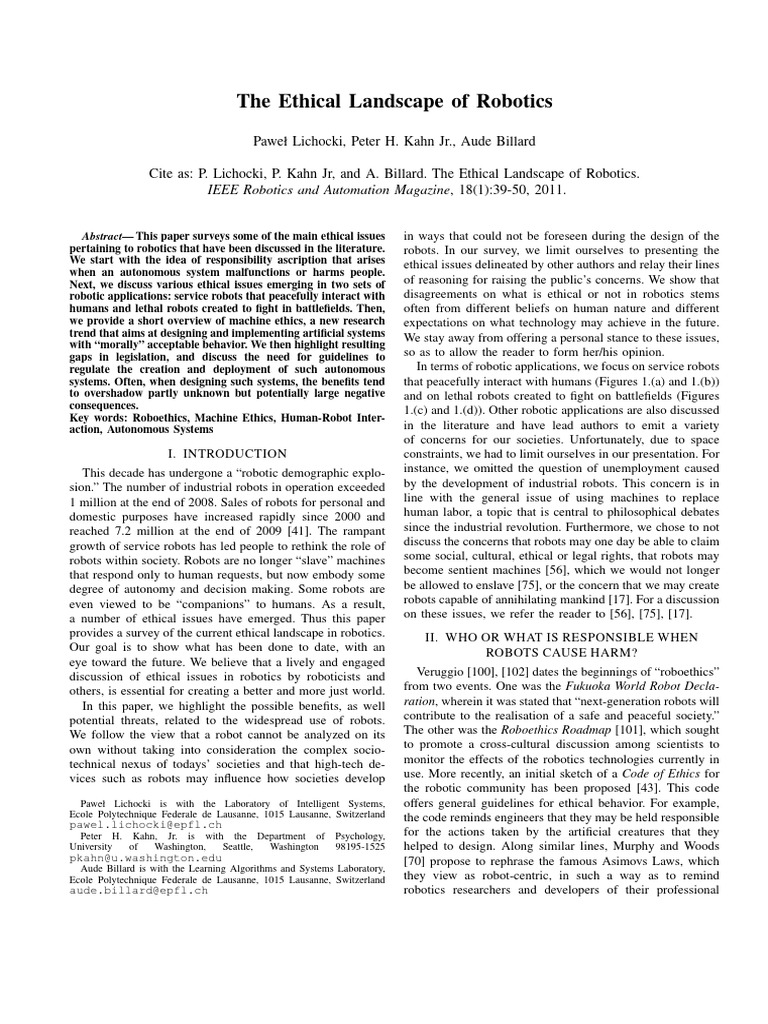 Ethical Challenges in Robotics | PDF | Robot | Robotics