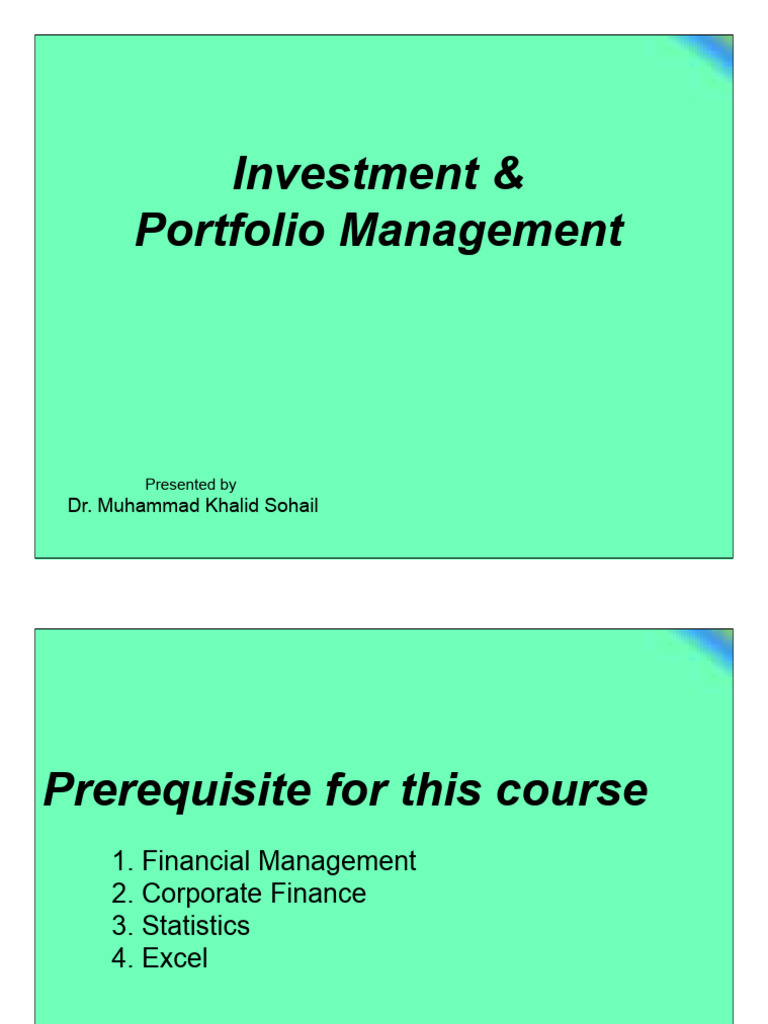 Investment Analysis and Portfolio Management | PDF | Investing | Interest