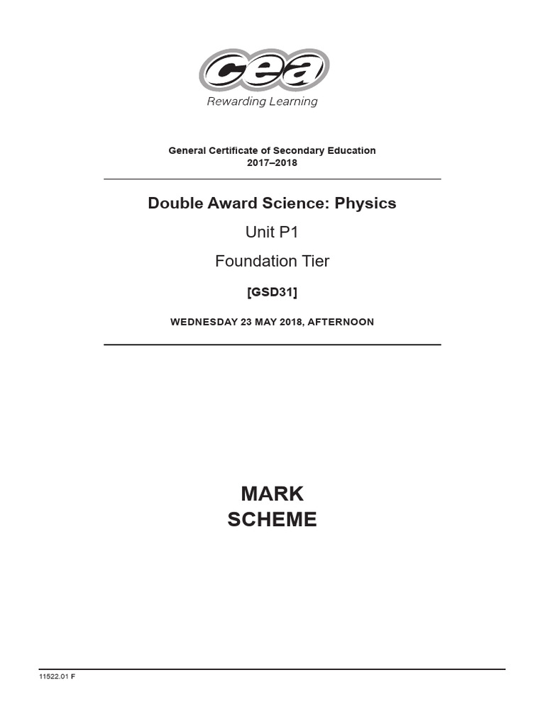 GCSE SCI Double Award Unitised Past Papers Mark Schemes Standard MayJune Series 2018 26835 | PDF ...
