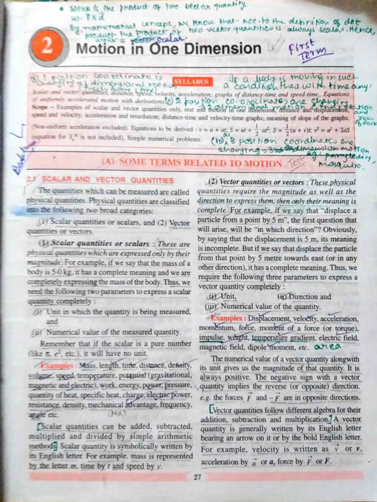 Motion in One Dimension Chap | PDF