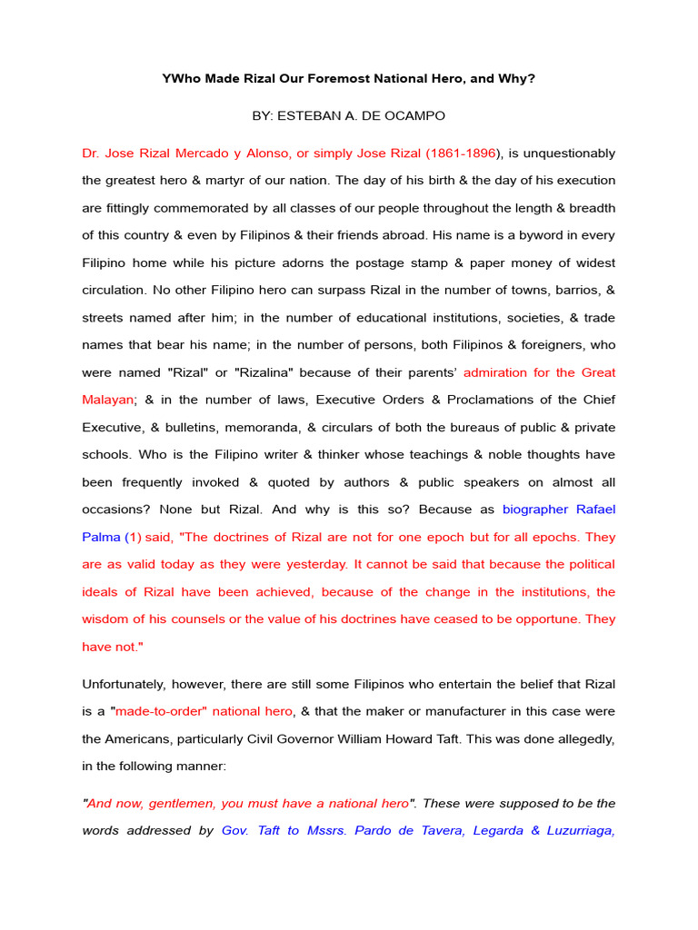 Who Made Rizal Our Foremost National Hero and Why | PDF | Philippines