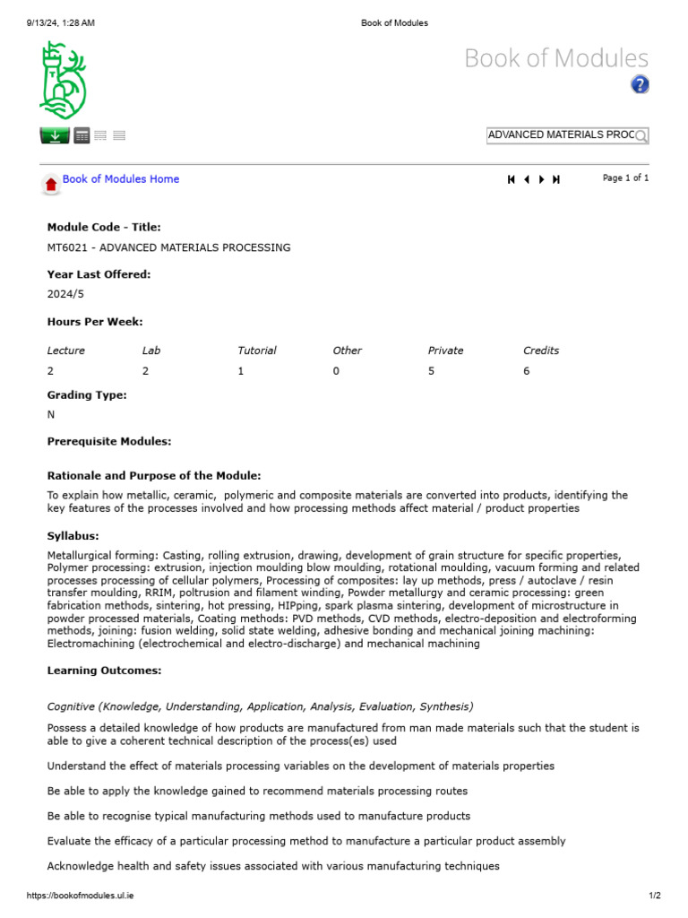 Adv Materials Processing | PDF | Materials Science | Composite Material