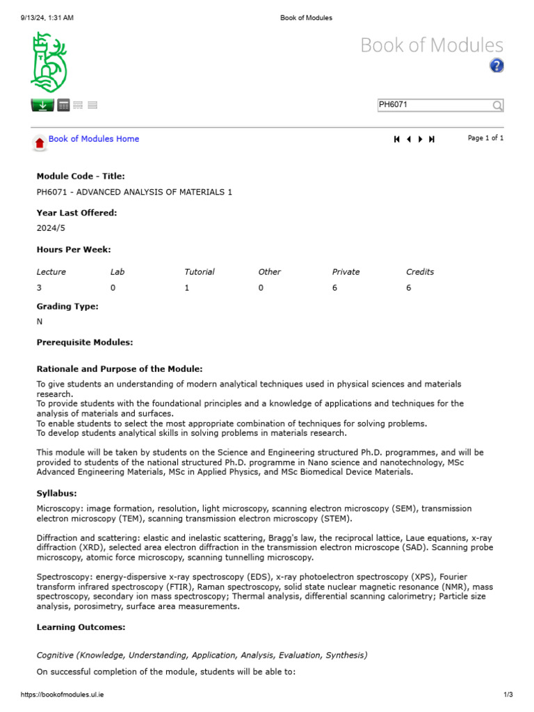Adv Analysis of Materials | PDF | Microscopy | Spectroscopy