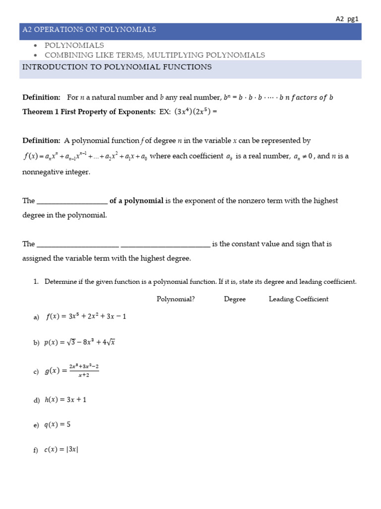 A2 Polynomials | PDF