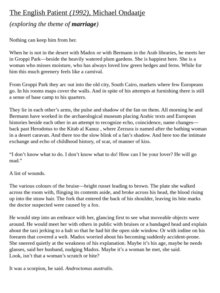 The English Patient Handout | PDF
