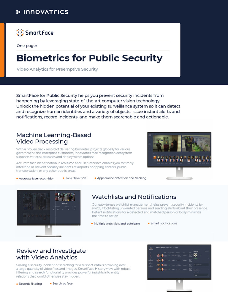 Biometrics For Public Security Onepager Innovatrics | PDF | Graphics Processing Unit | Securities