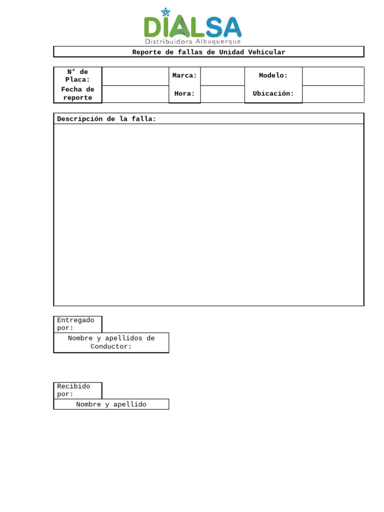 Reporte de Fallas de Unidad Vehicular | PDF