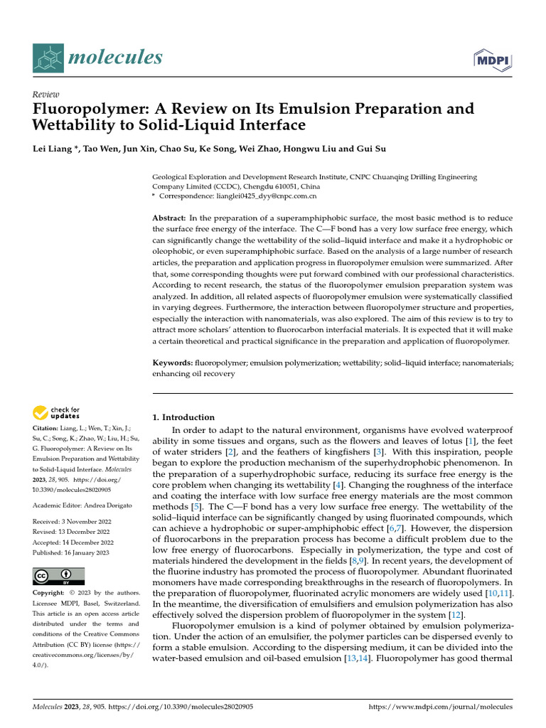 molecules-28-00905-v2 | PDF | Polymers | Wetting