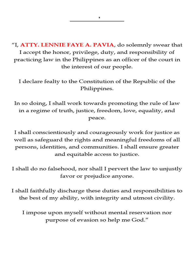 Lawyer's Oath and Legal Philosophy Guide | PDF | Justice | Crime & Violence
