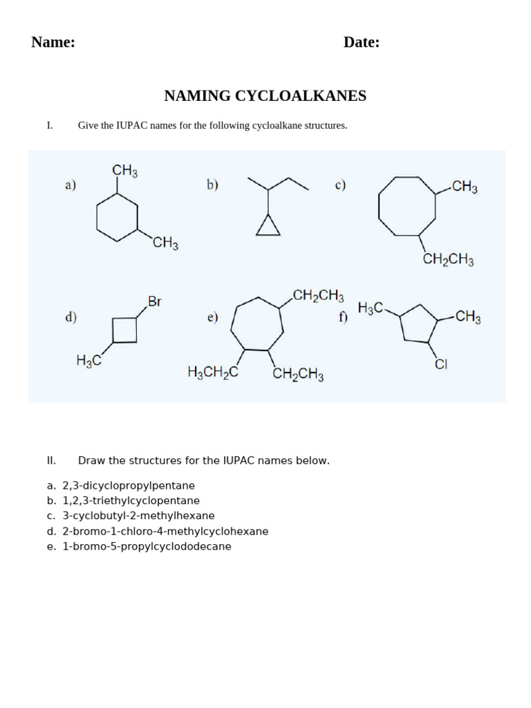 Cycloalkane IUPAC Naming Guide | PDF