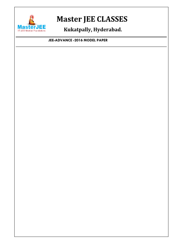 JEE Advance 2016 Model Paper Overview | PDF | Electron | Photon