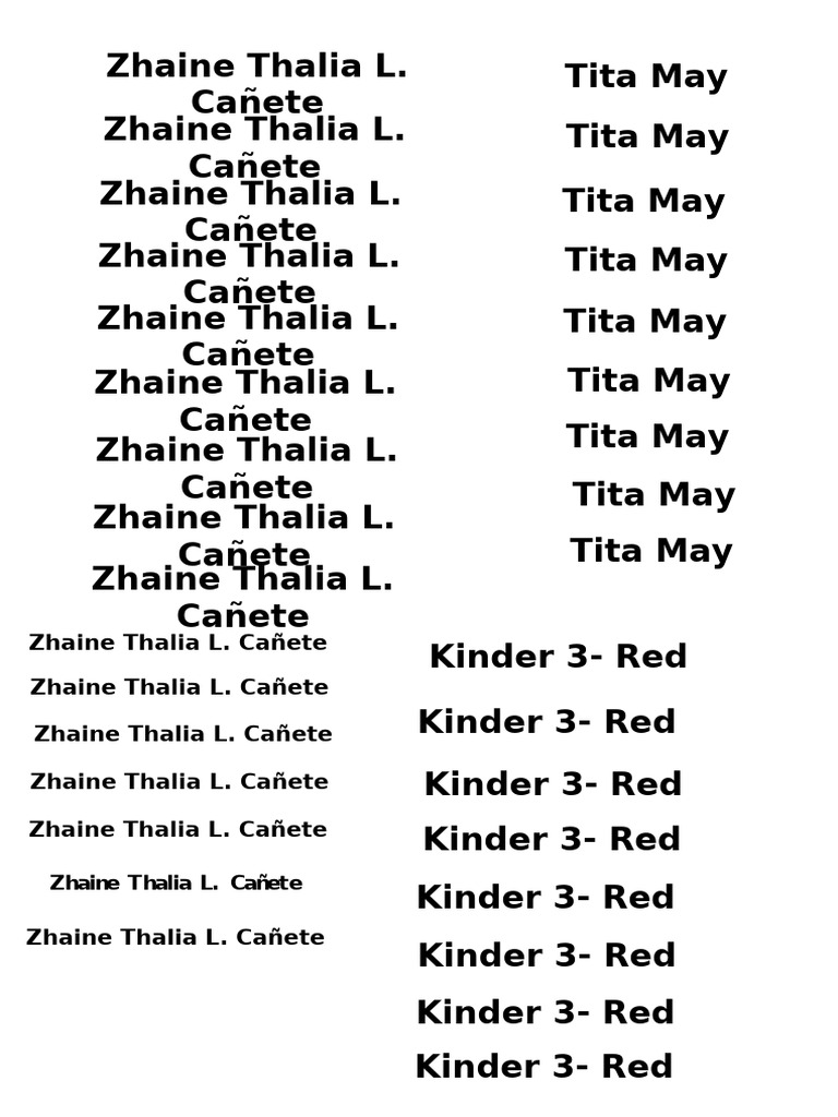 Zhaine Thalia Cañete - Kinder 3 Red | PDF