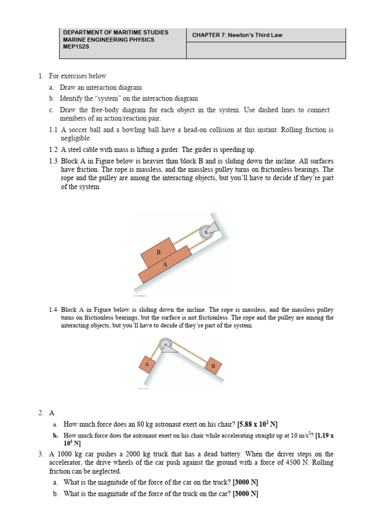 Chapter 7 - Newton Third Law | PDF | Force | Tension (Physics)