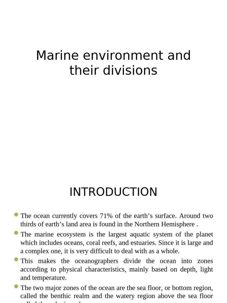 Marine Biology Theory Marine Env and Their Div | PDF | Oceans | Seabed
