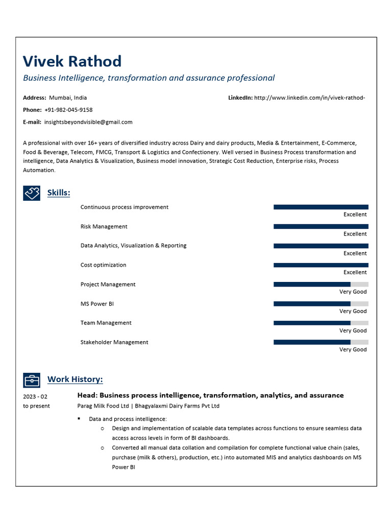 Vivek Rathod - Resume - Sept 23 PDF | PDF | Analytics | Risk Management