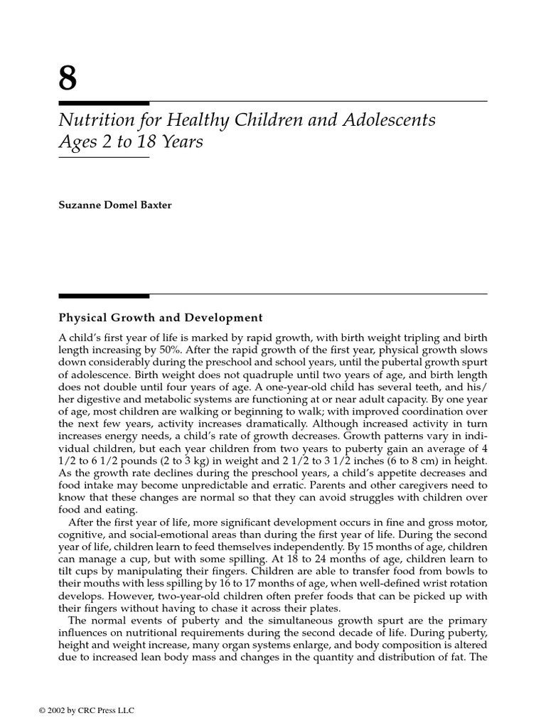 Nutrition For Healthy Children and Adolescents Ages 2 To 18 Years | PDF ...