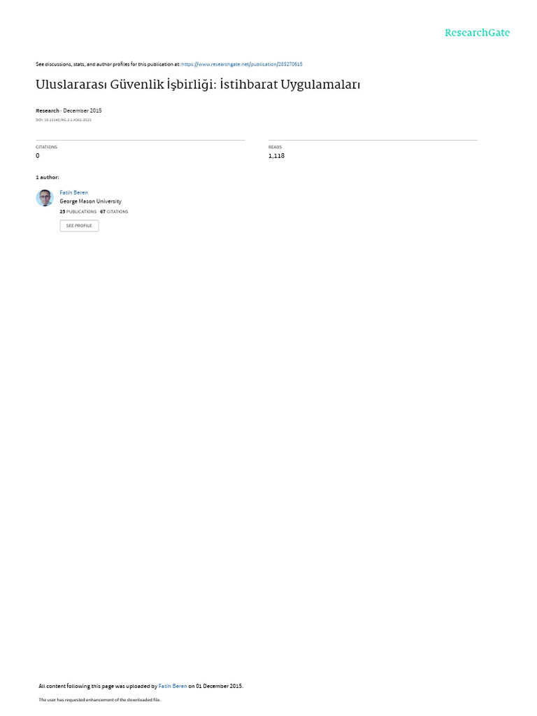 Uluslararas Güvenlik Birli I: Stihbarat Uygulamalar: December 2015 | PDF
