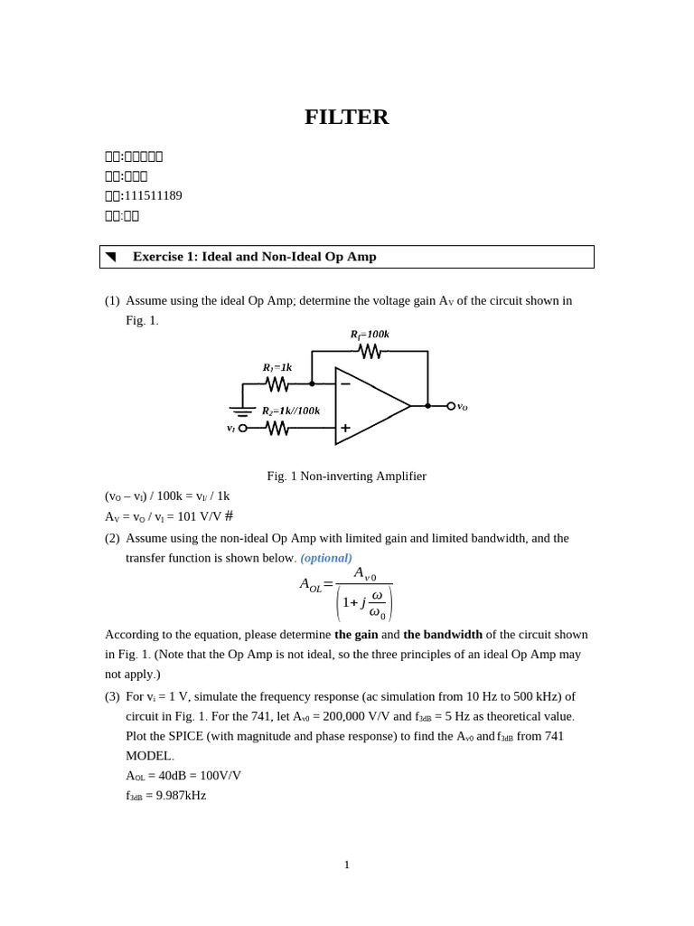 01_PRE_Filters_1102A | PDF | Operational Amplifier | Amplifier
