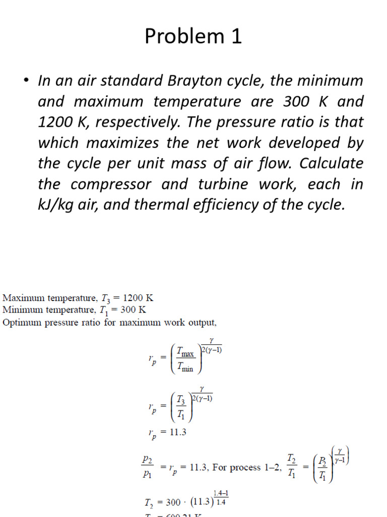 Gas Turbine Cycle_problems | PDF | Gas Turbine | Energy Technology