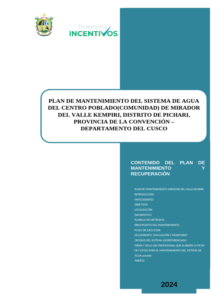 Pi-Vb - Comp. Plan Mant - Mirador Del Valle | PDF | Agua | Saneamiento