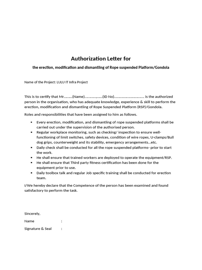 Authorisation letter-sample format 2 | PDF
