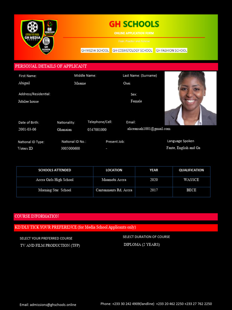 GH Schools Sample Form | PDF | Telephony