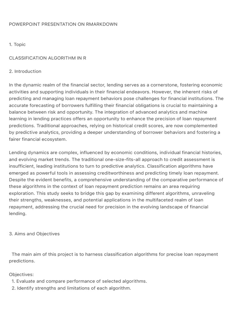 Powerpoint Presentation On Rmarkdown | PDF | Support Vector Machine | Statistical Classification