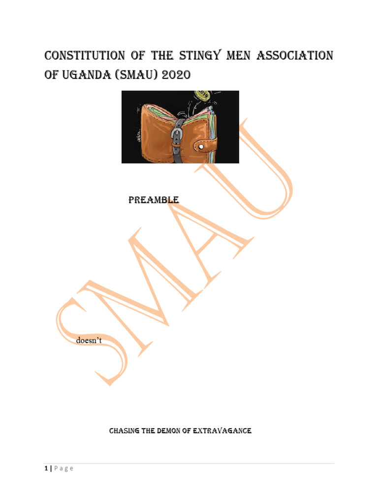 Constitution of the Stingy Men Association | PDF | Fine (Penalty ...