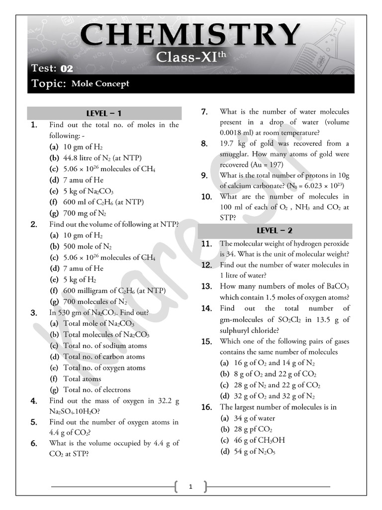 Mole Concept Test Seris 02 Pdf
