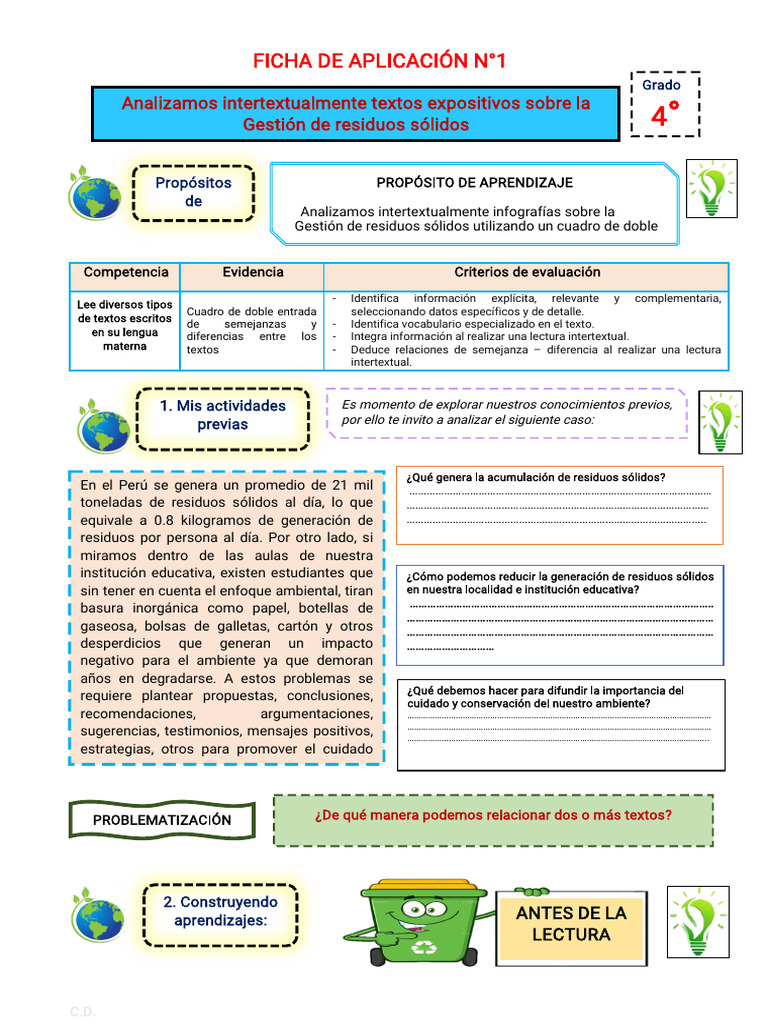 -4° FICHA DE APLICACIÓN-SESIÓN1-SEM.1-EXP.5-COMUNICACIÓN | PDF | Residuos | Gestión de residuos