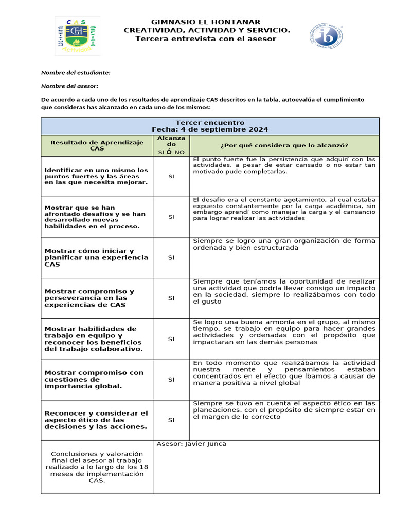 Tercera Entrevista Con El Asesor | PDF | Creatividad | Aprendizaje